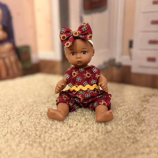 18 Inch Doll Long Doll Dress Blue Storybook Theme Fabric With Headband ...