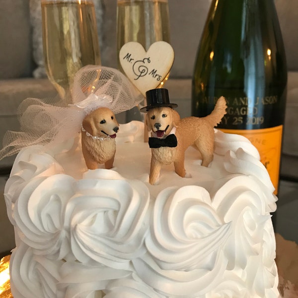 Golden Retriever-dog-bride-groom-wedding-animal-cake Topper-4 Inch-6 ...