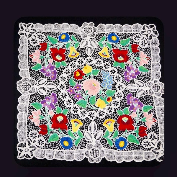 Hungarian Matyo Tablecloth 92/ 90 Cm, Hand Embroidered Home Decoration ...