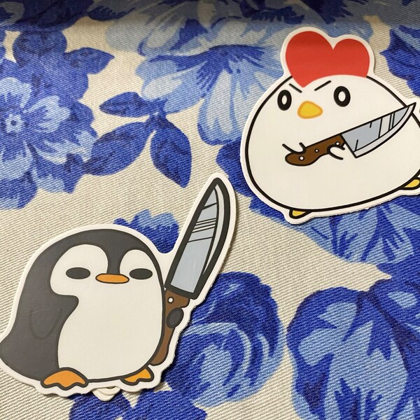 Chicken With a Knife Sticker - Etsy