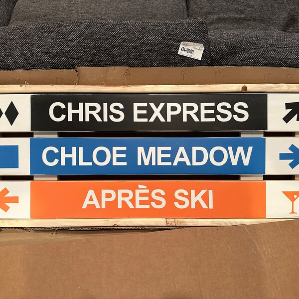 Custom Ski Trail Signs, Skiing Distressed Wood Sign. Personalized ...