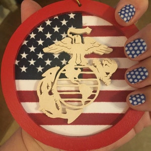 USMC Handmade Wood Ornament United States Marine Corps Gift | Etsy