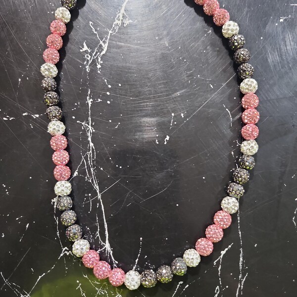 Aunt Blue Pearl Baseball Beaded Necklace Pearl Dodgers Chain Blue White ...