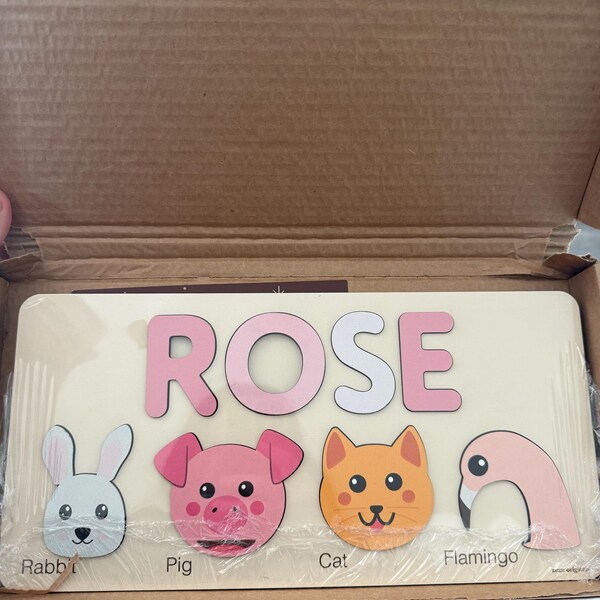 Animals Puzzle With Custom Baby Name, Personalized Name Puzzle, Zuzu ...
