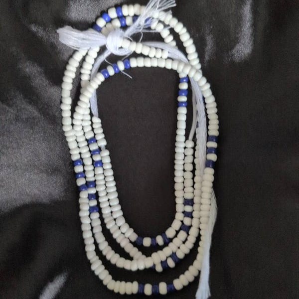White and Gold, African Tie on Waist Beads, Belly Beads, Custom Beads ...