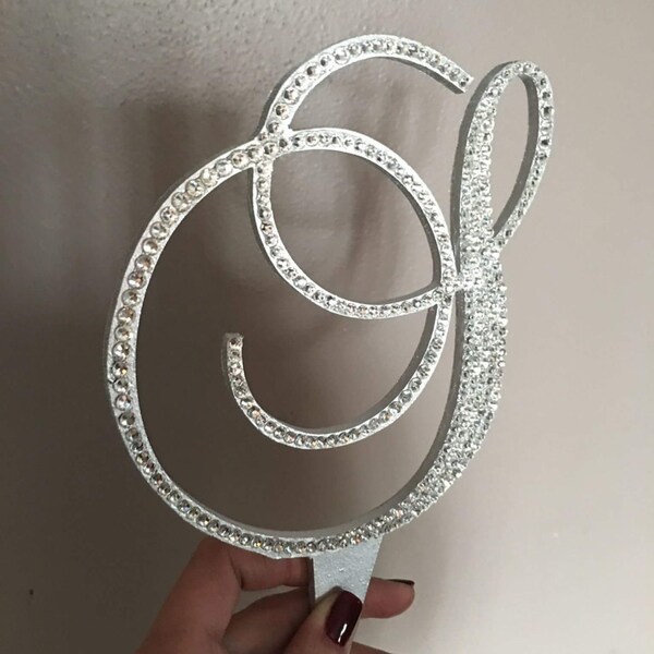 Gorgeous Swarovski Crystal Wedding Cake Toppers 6'' in Any Letter ...