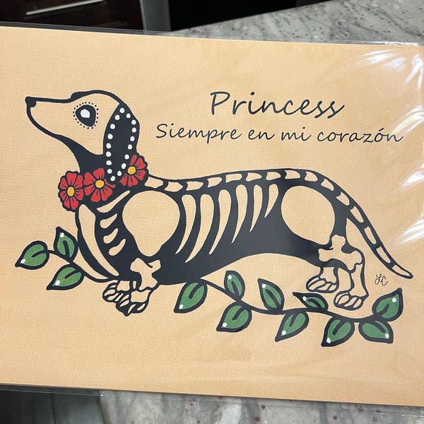 Day of the Dead Dog DACHSHUND Dia De Los Muertos Art Print 5 X 7, 8 X ...
