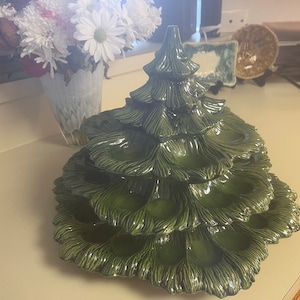Duncan Hors Doeuvre Deviled Egg Ceramic Christmas Tree in a Beautiful Traditional Green Glaze - Etsy