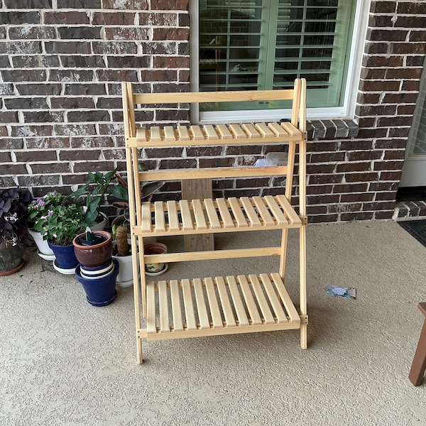 Natural Wood Folding Thin Ladder for Kitchen or Library Wooden ...