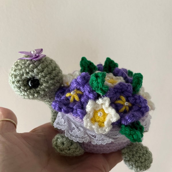 Crochet Pattern Turtle With Flowers, Mother's Day Gift Turtle, Crochet ...