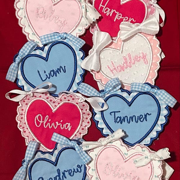 ITH Scalloped Edge Heart Name Tag Banner - Valentines Heart Tag ...