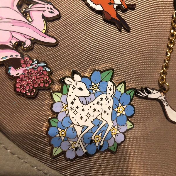 Forget-me-not Doe Hard Enamel Pin From the Floral Spirits Series - Etsy