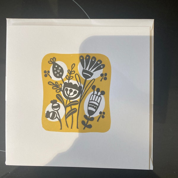 The Burrowers - Hand Made Original Linocut Design Greetings Card. Brown ...