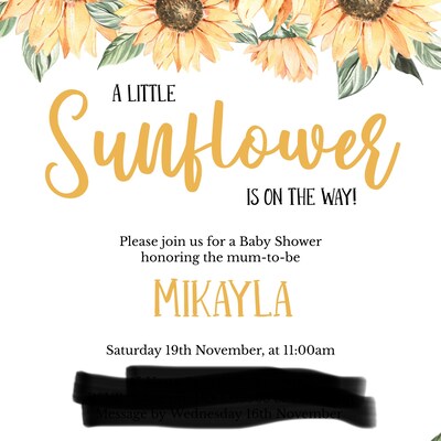 Editable Sunflower Baby Shower Invitation, Girl Rustic Sunflower Baby ...