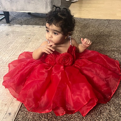 RED SPARKLER DRESS Flower Girl Red Fluffy Dress Baby Girls - Etsy