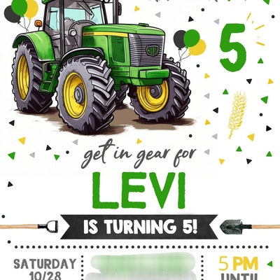 Editable Tractor Birthday Invitation, Tractor Invitation, 5x7 Editable ...