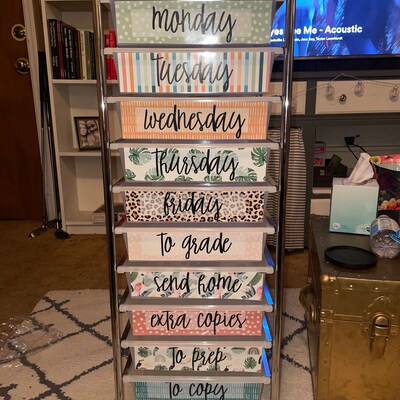 Boho TROPICS 10-drawer Cart Labels editable Features - Etsy