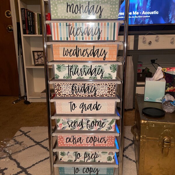 Boho TROPICS 10-drawer Cart Labels [editable Features] - Etsy