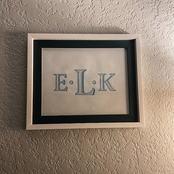Custom Embroidered Monogram Wall Art - Etsy