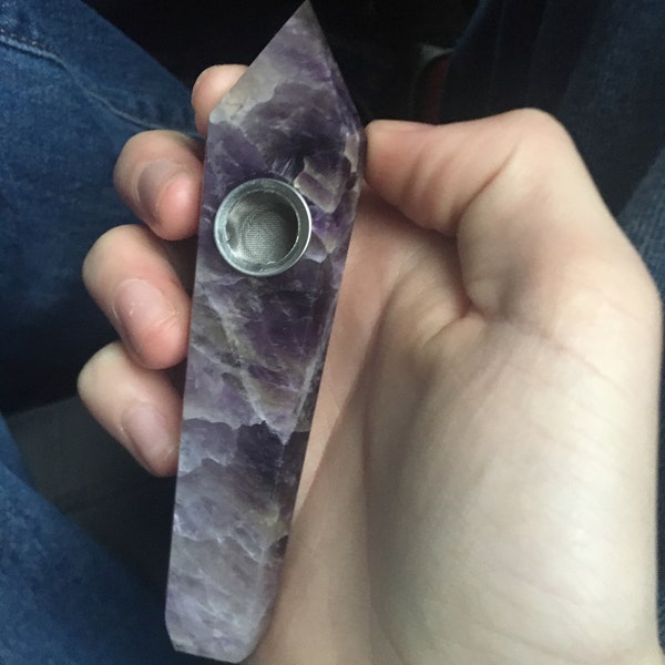 Amethyst Crystal Pipe, Gemstone Pipe, Purple Stone Bowl, Crystal ...