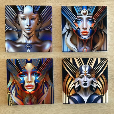 Digital Art Deco Print Art Deco Lady in Muted Colors Wall Art Art Deco ...