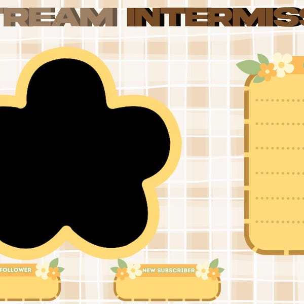 Stream Overlay Bundle for Twitch, Cute Yellow Flower Theme Overlay ...