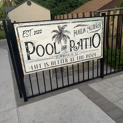 Personalized Pool & Patio Sign, Pool Sign, Swimming Pool Decor, Outdoor ...