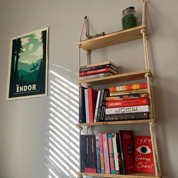 Wooden Hanging Rope Shelf - Etsy
