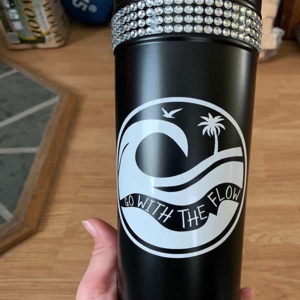 Go With the Flow Wave Vinyl Decal - Vinyl Sticker, Car Window Decal ...