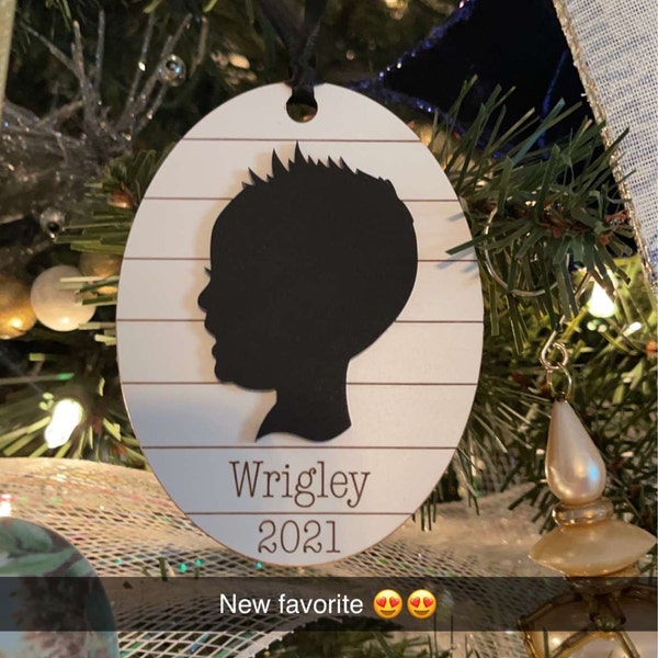 Silhouette Ornament. Custom Silhouette Keepsake Gift Ornament. Kids ...