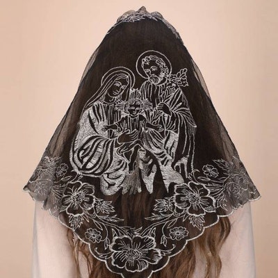 White Wedding Bridal Veil, Single Layer Cathedral Veil, Sacred Heart ...