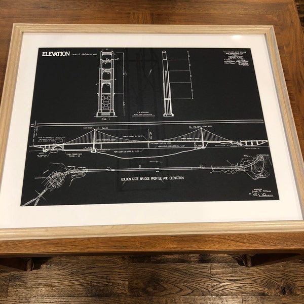 Golden Gate Bridge Blueprint : Vintage San Francisco Golden Gate Bridge ...