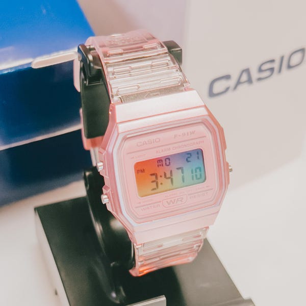 Casio A158W Modified With Rainbow Digits on Mirrored Lcd (v2.0) - Etsy