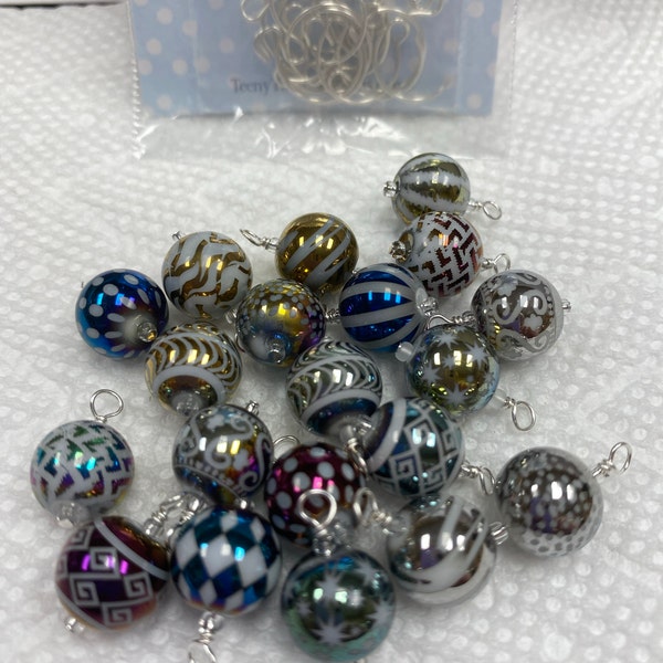 Bulk Miniature Christmas Ornaments, Grab Bag of Pretty Mini Glass Ball ...