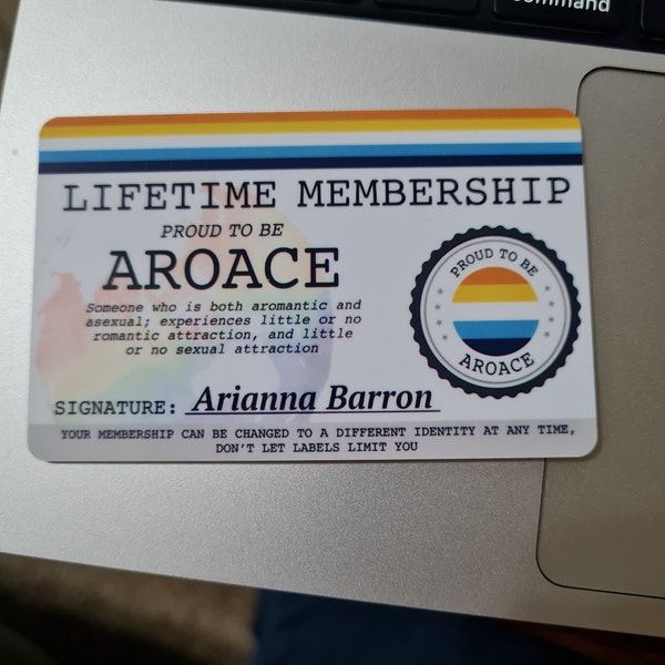 AROACE Lifetime Membership Card - Gay Pride Card - LGBT Identity Card ...