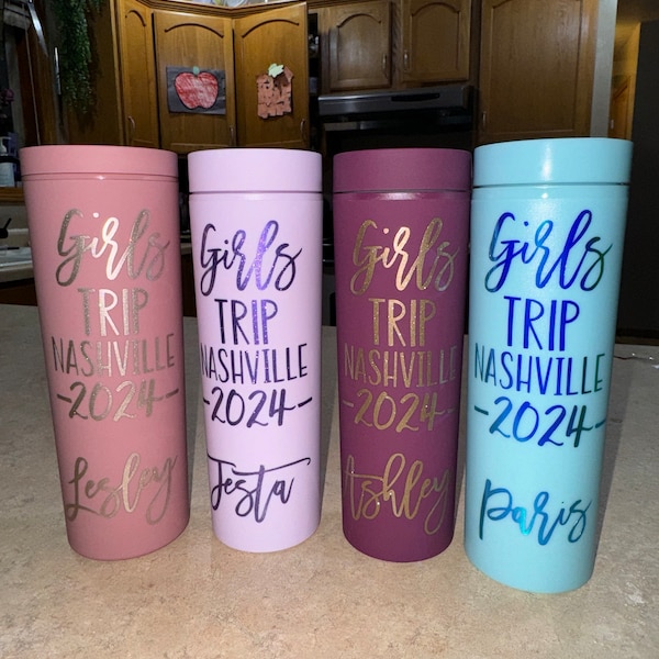 Personalized Girls Trip Tumbler, Bridesmaid Gift, 18oz Acrylic Tumbler ...