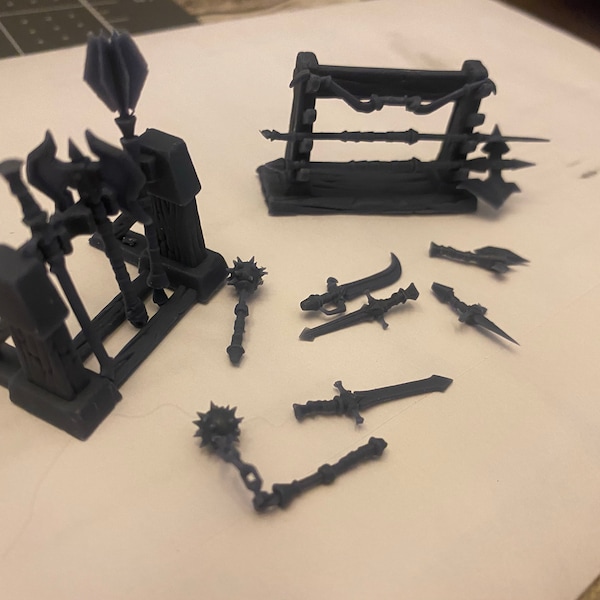 15pc Set Black Smith Merchant Props 3D Resin Printed 28-32mm Tabletop ...