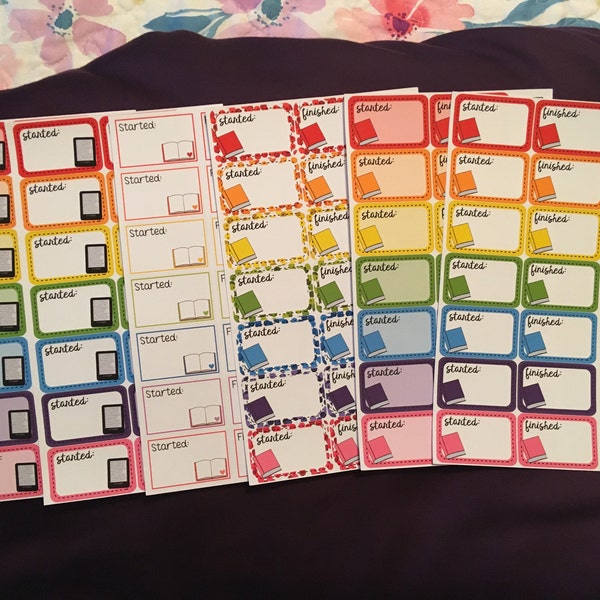 Rainbow E-reader Started & Finished Planner Stickers - Reading Planner ...