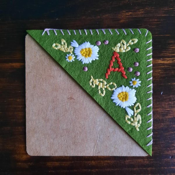 Cute Flower Embroidered Corner Bookmark Shipping From USA Felt Triangle ...