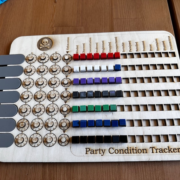Handmade Wooden HP, Status, Condition Tracker for D&D, Dnd, Dungeons ...