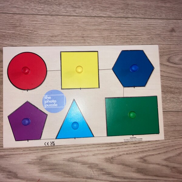 Family Photo Shape Puzzle 6 Shapes Handmade Wooden Montessori Toy for ...