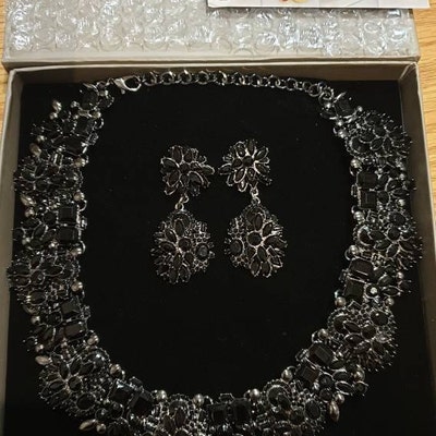 Graphite Embellished Statement Necklace Statement Necklace - Etsy