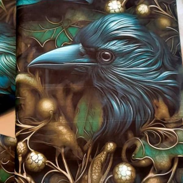 Gothic Ravens Hidden in Foliage Wrapping Paper, Mythology Witchcraft ...