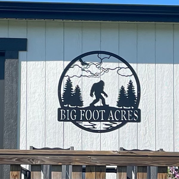 Outdoor Sasquatch Custom Name Metal Sign | Bigfoot Mountain Metal Sign ...