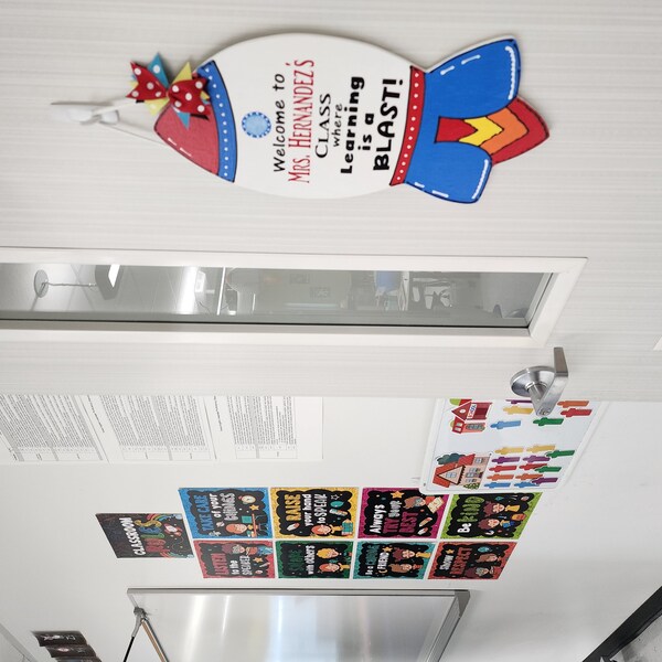 Welcome Teacher Rocket Ship Sign Learning is a Blast Personalized Name ...