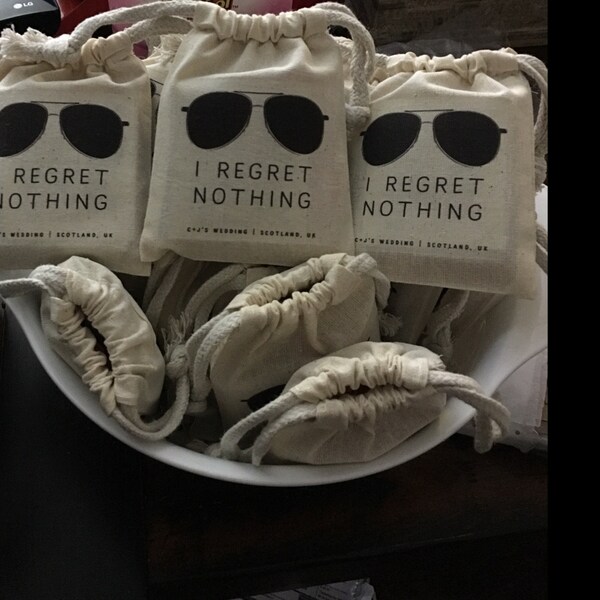 I Regret Nothing Favor Bags, No Regrets, Personalized Sunglasses Favor ...