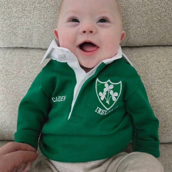 Ireland Clover Embroidery Retro Rugby Shirt | Babies to 13 Years ...