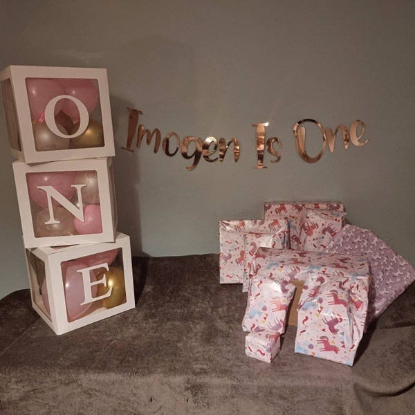 One Box 1st Birthday Decoration White Clear One Balloon Boxes First ...