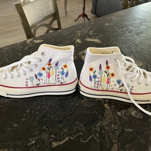 Embroidered Converse/converse Hi Tops/embroidered Colorful Bear ...