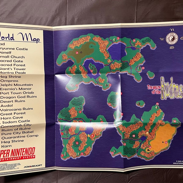 Clock Tower - Super Nintendo - Map (FOLDED) - Etsy